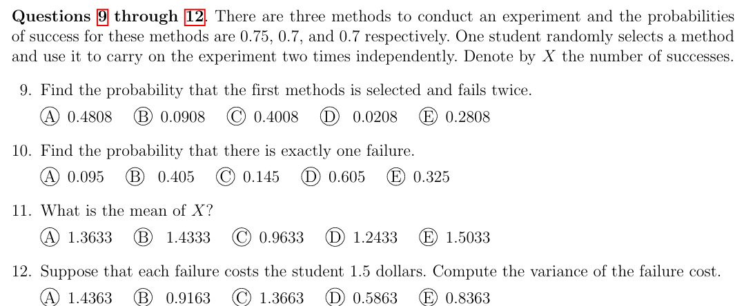 Solved Questions 9 ﻿through 12 . ﻿There are three methods to | Chegg.com
