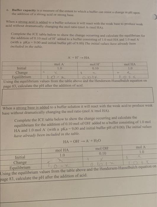 Solved 6. Buffer capacity is a measure of the extent to | Chegg.com