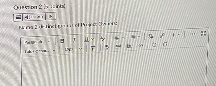 Solved Name 2 distinct groups of Project Owners: | Chegg.com