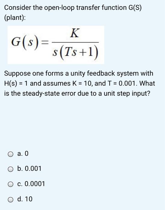 Solved Consider the open-loop transfer function G(S) | Chegg.com