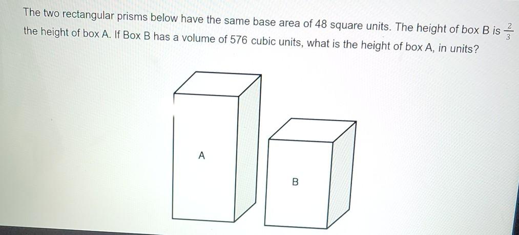 Solved The two rectangular prisms below have the same base | Chegg.com