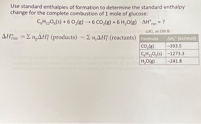 Solved Use standard enthalpies of formation to determine the | Chegg.com