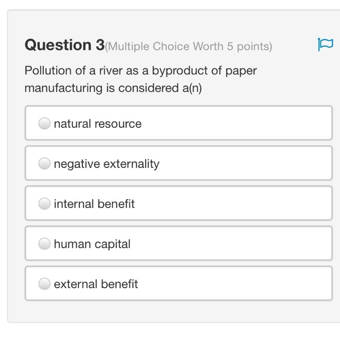 Solved Question 3(Multiple Choice Worth 5 points) Pollution | Chegg.com