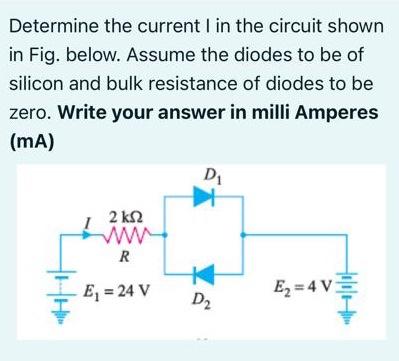 Solved Determine the current I in the circuit shown in Fig. | Chegg.com