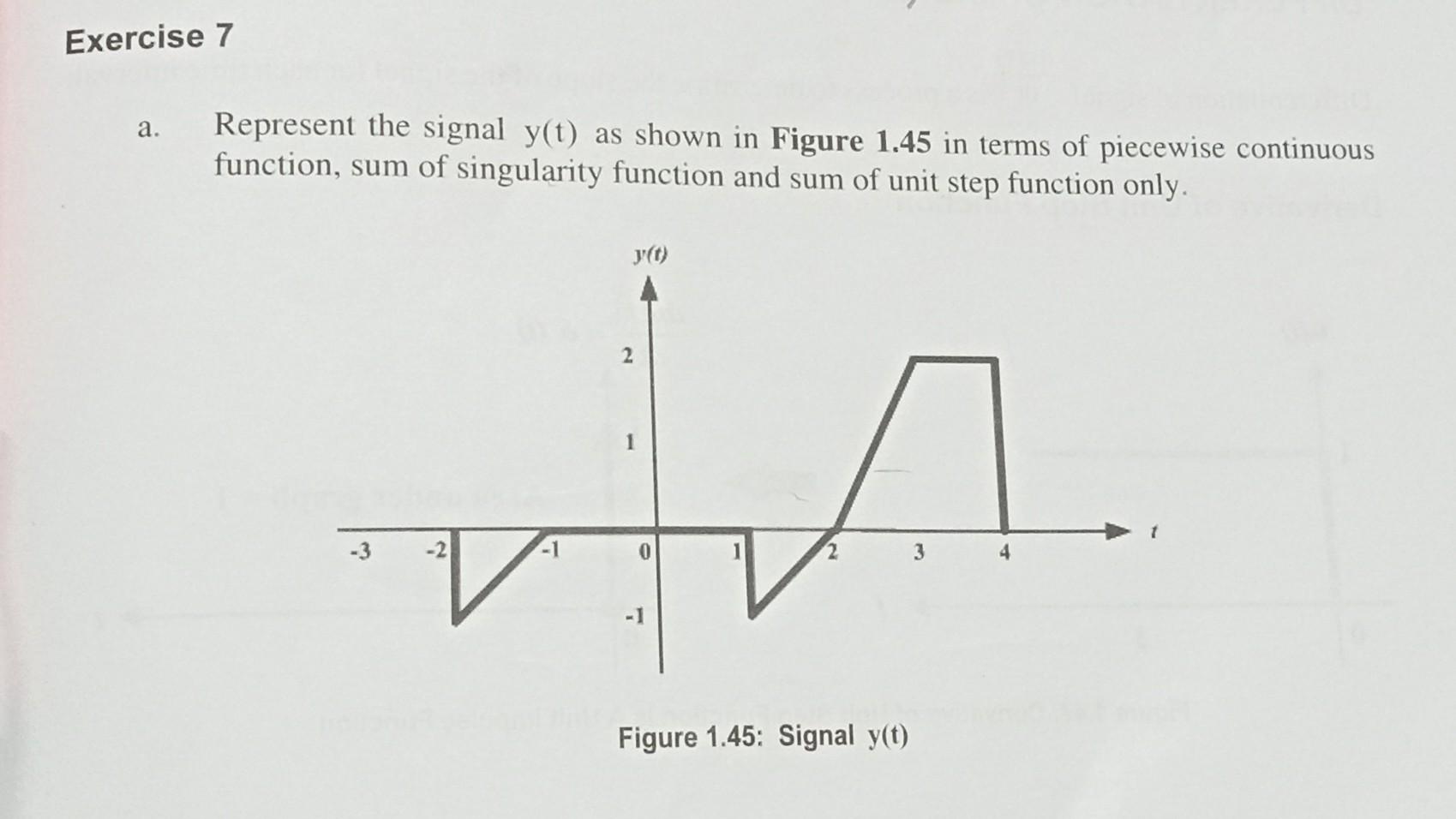 Solved a. Represent the signal y(t) as shown in Figure 1.45 | Chegg.com