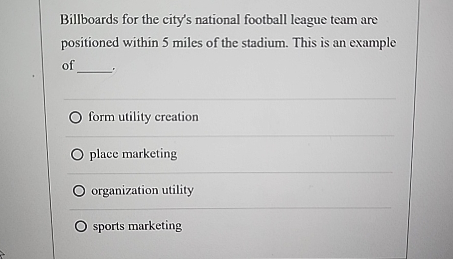 Solved Billboards for the city's national football league | Chegg.com