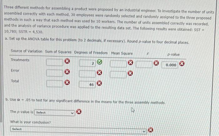 Three different methods for assembling a product were | Chegg.com