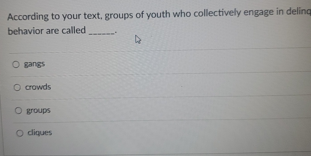Solved According to your text, groups of youth who | Chegg.com