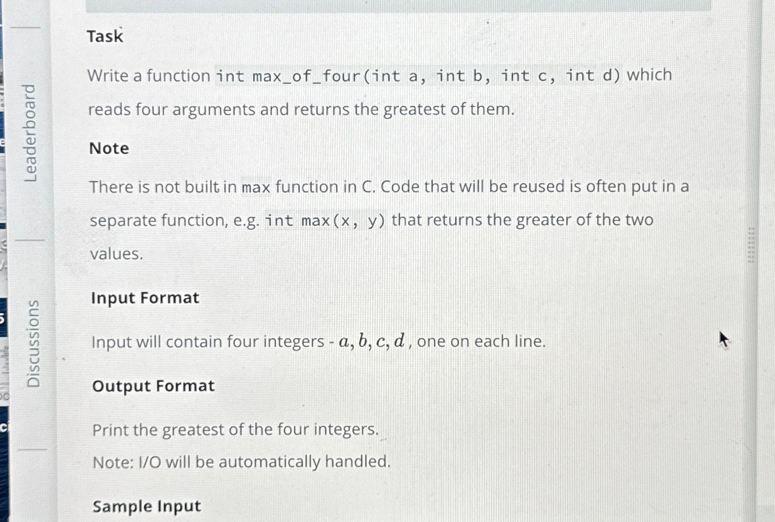 Solved Taskwrite A Function Int Max Of Four Int A ﻿int B