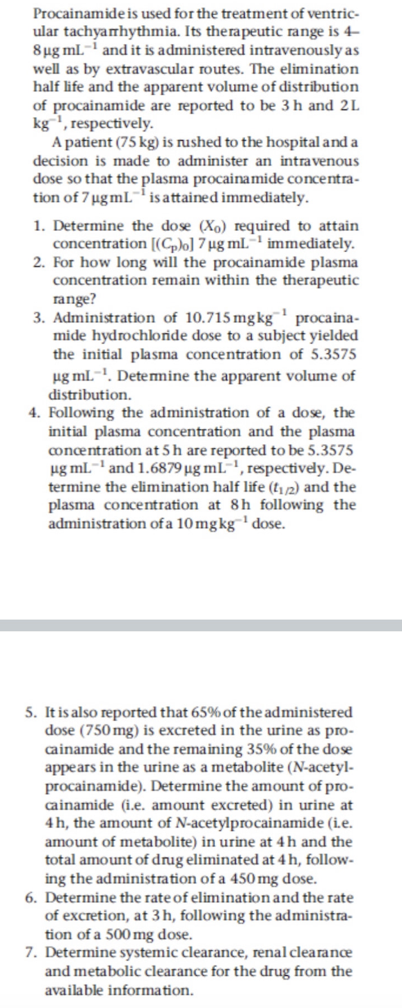 Solved Procainamide is used for the treatment of | Chegg.com
