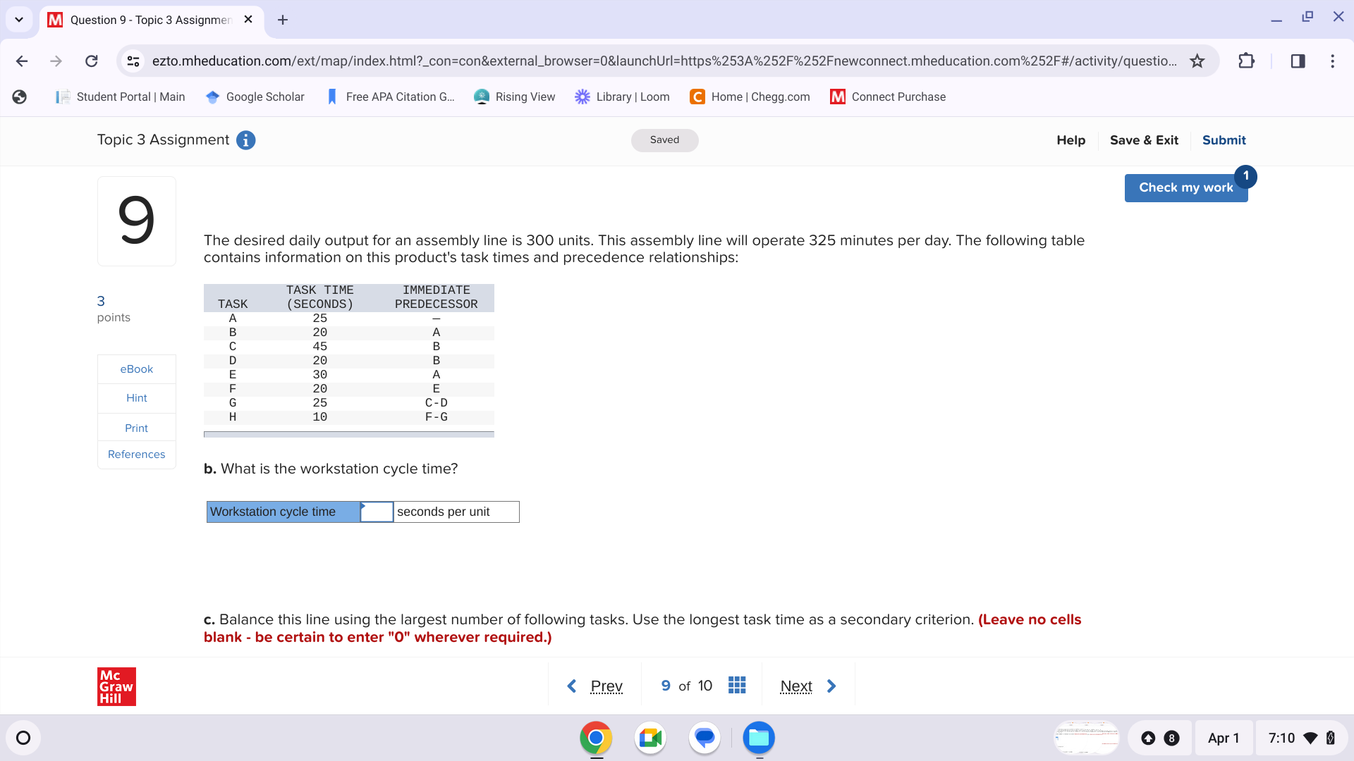 Solved Question 9 - ﻿Topic 3 ﻿AssignmerI Student Portal | | Chegg.com