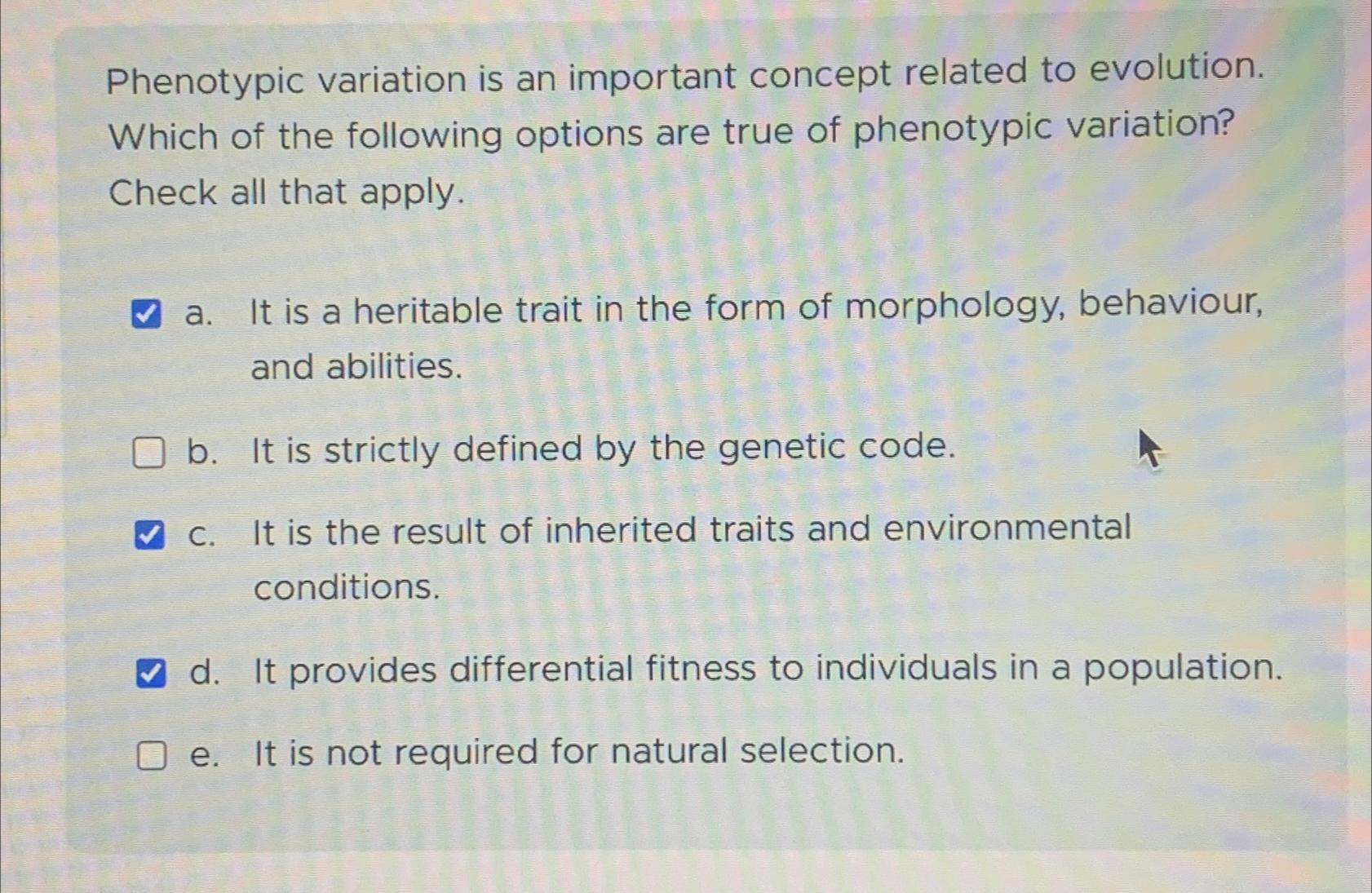 Solved Phenotypic variation is an important concept related | Chegg.com