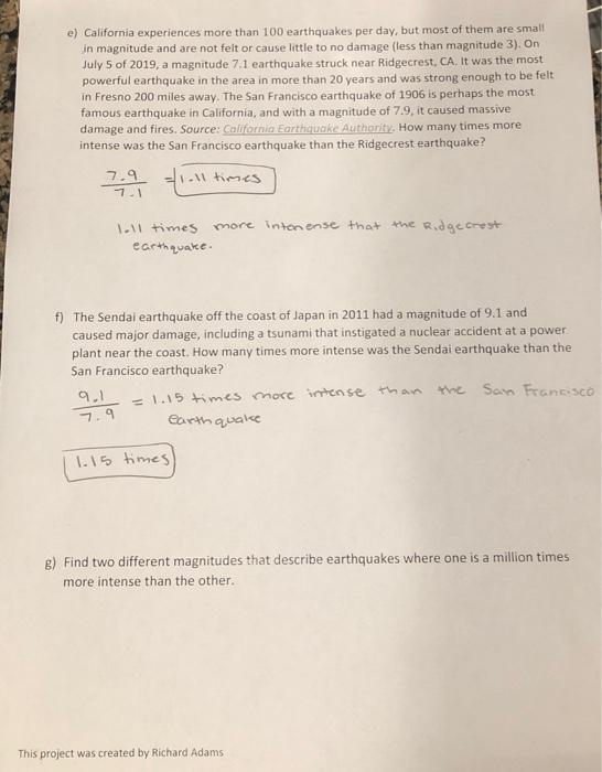 Solved Problem. 3 The Richter scale is a logarithmic | Chegg.com
