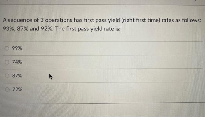 Solved A sequence of 3 operations has first pass yield | Chegg.com