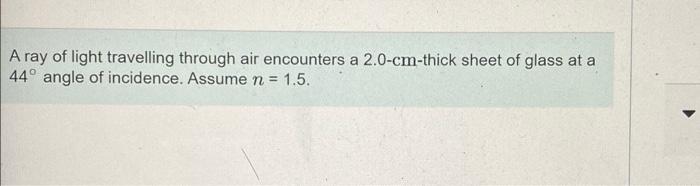 Solved A ray of light travelling through air encounters a | Chegg.com