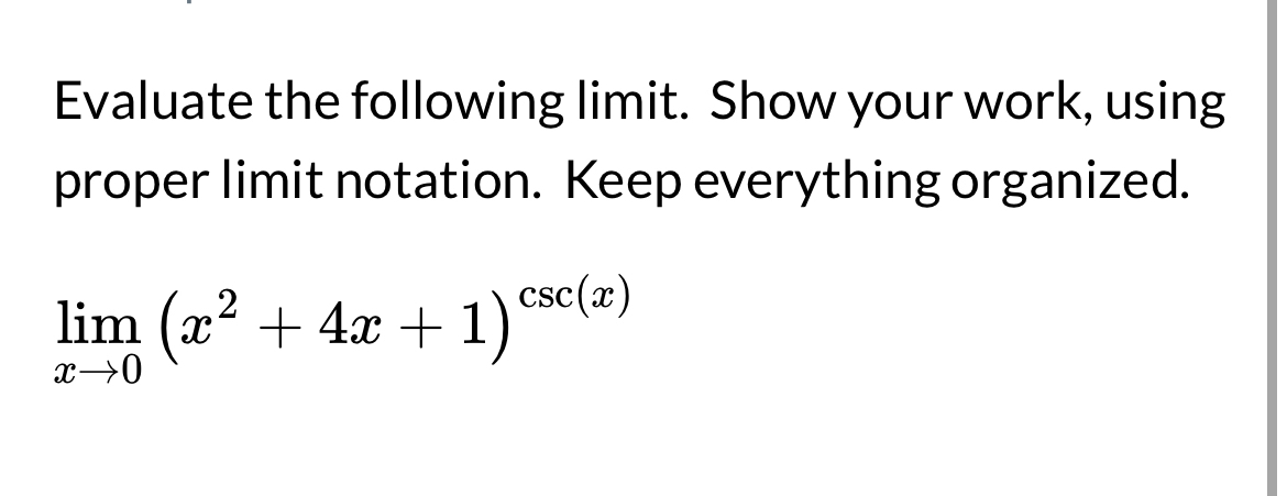 Solved Evaluate the following limit. ﻿Show your work, using | Chegg.com
