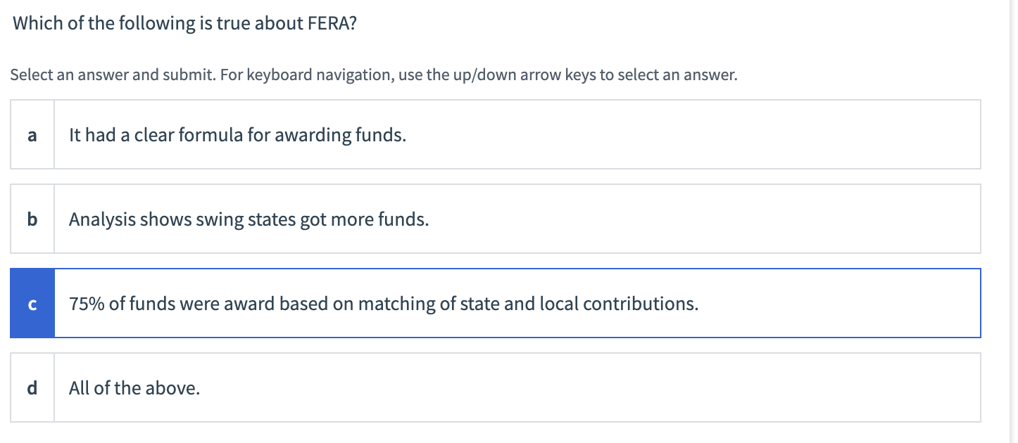 Solved Which of the following is true about FERA?Select an | Chegg.com