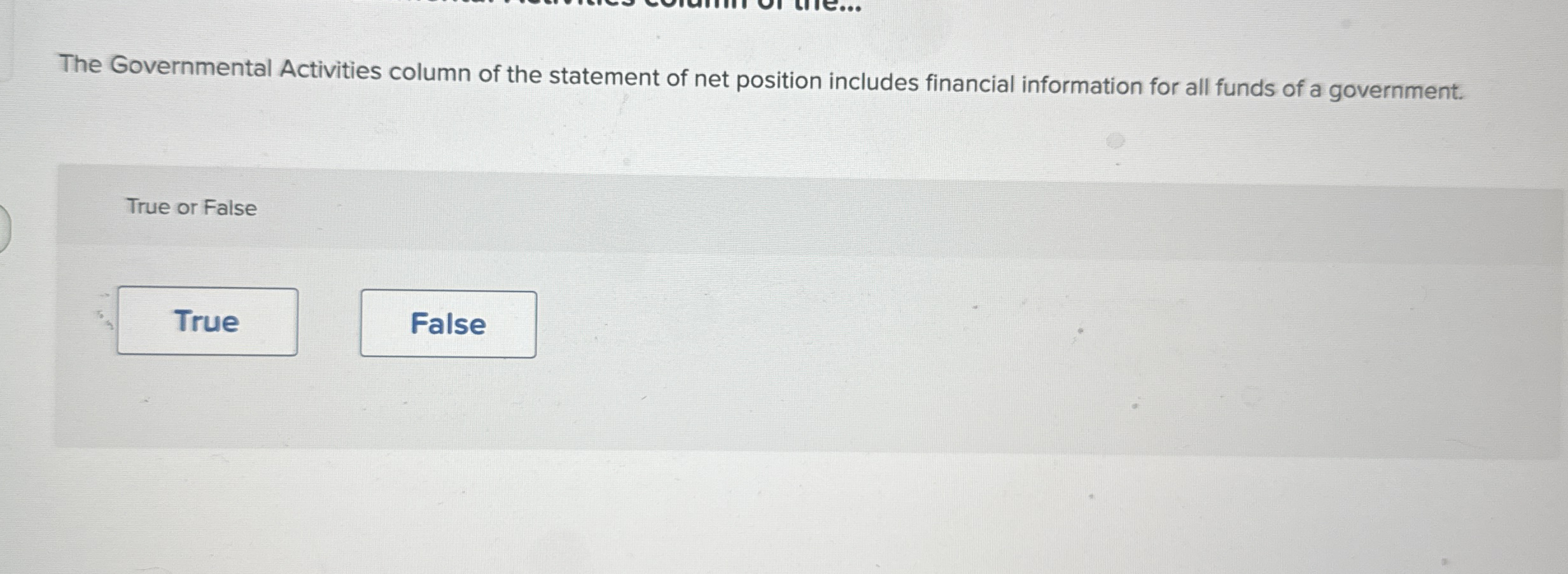 Solved The Governmental Activities column of the statement | Chegg.com
