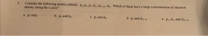 Solved consider the following atomic orbitals: | Chegg.com