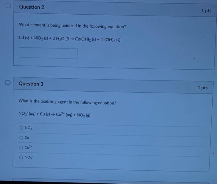 Solved What element is being oxidized in the following | Chegg.com