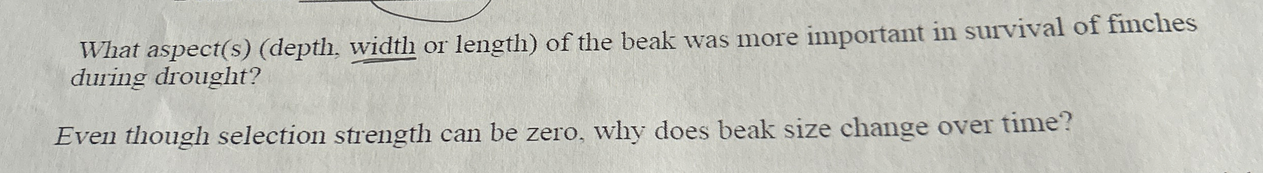 Solved What aspect(s) (depth, ﻿width or length) ﻿of the beak | Chegg.com