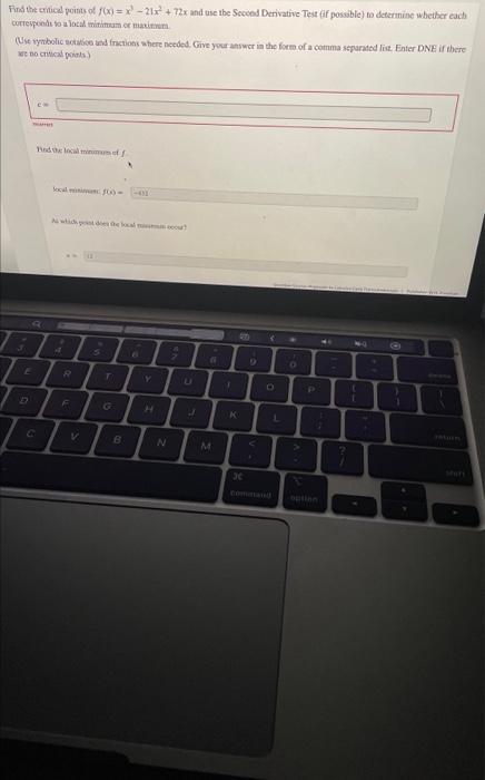 Solved pls help me finding the critical points need the | Chegg.com