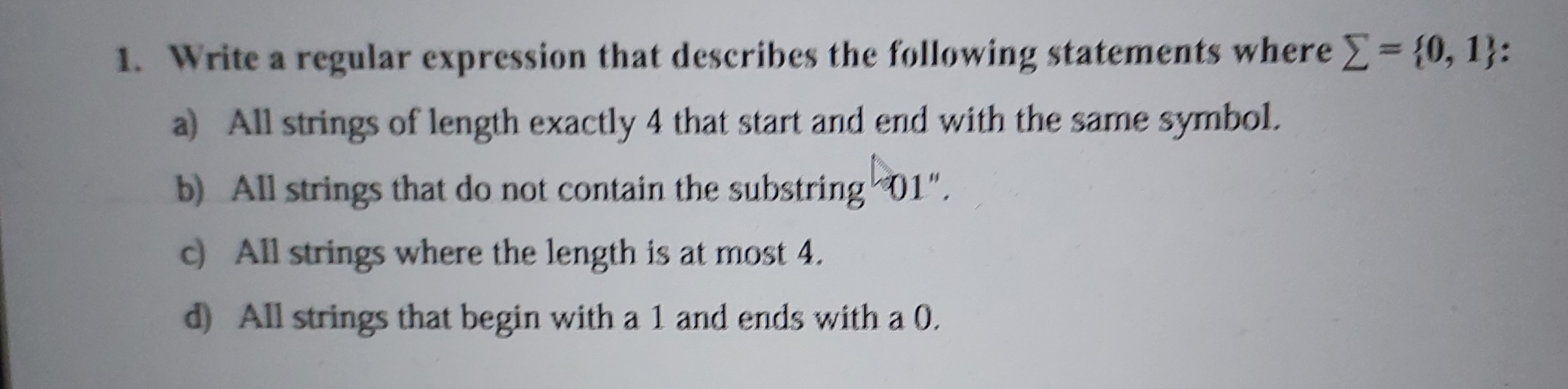 Write a regular expression that describes the | Chegg.com