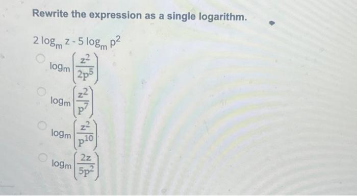 Solved Rewrite the expression as a single logarithm. | Chegg.com