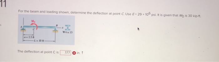 Solved 11 For the beam and loading shown, determine the | Chegg.com