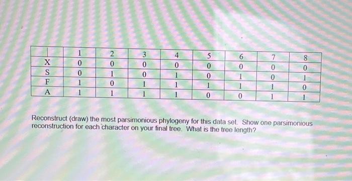 Solved Reconstruct (draw) the most parsimonious phylogeny | Chegg.com