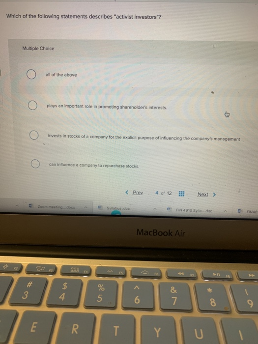Solved Which of the following statements describes "activist | Chegg.com