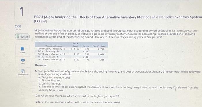 Solved 1 PB7-1 (Algo) Analyzing the Effects of Four | Chegg.com