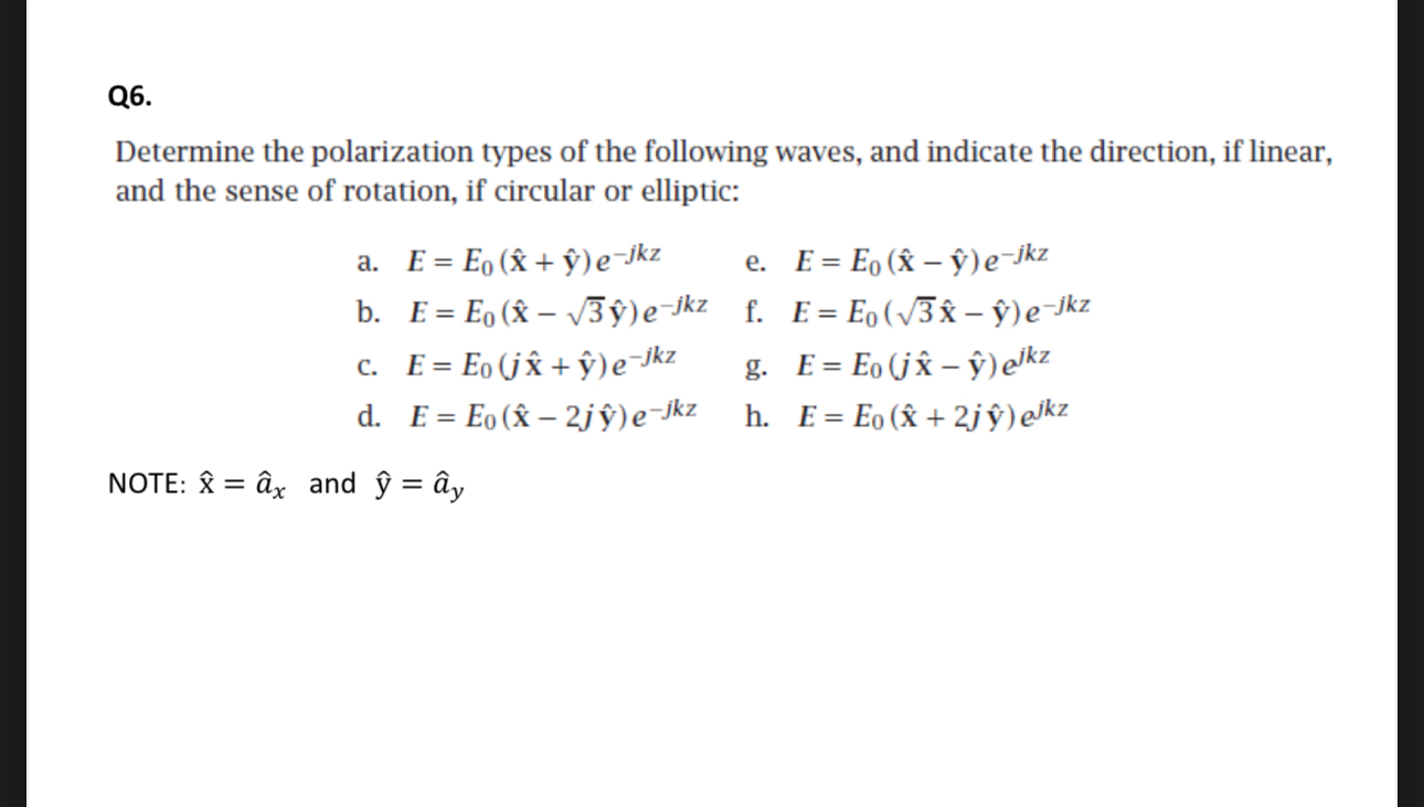 Solved Q6.Determine the polarization types of the following | Chegg.com