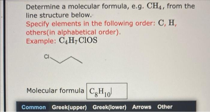 Determine a molecular formula, e.g. CH4, from the | Chegg.com