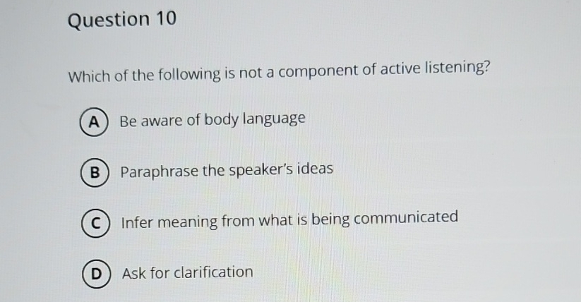 Solved Question 10Which of the following is not a component | Chegg.com