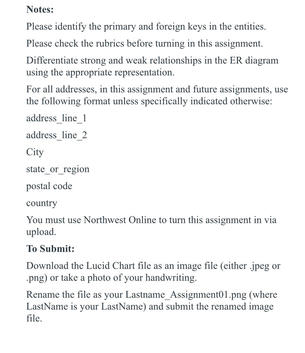 Use an ER Diagramming tool such as a Lucid Chart or | Chegg.com