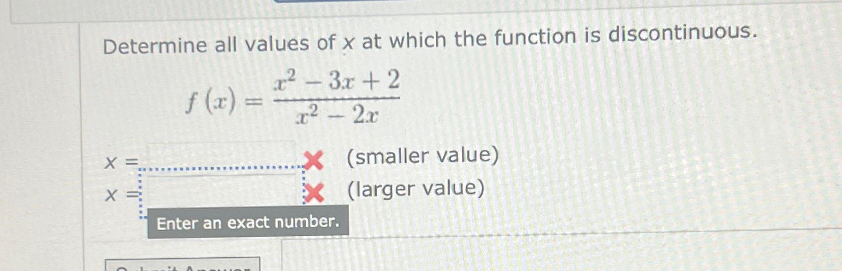 Solved Determine all values of x ﻿at which the function is | Chegg.com