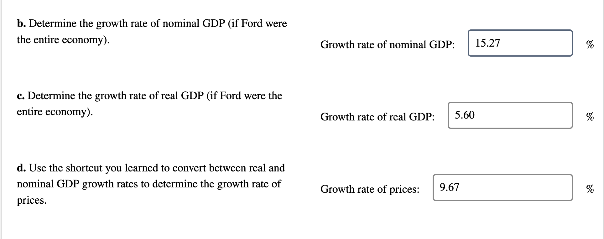 b. ﻿Determine the growth rate of nominal GDP (if Ford | Chegg.com