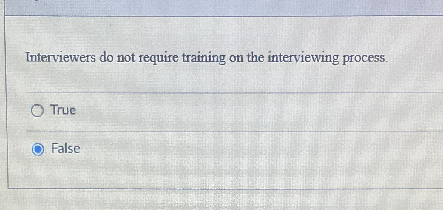 Solved Interviewers do not require training on the | Chegg.com