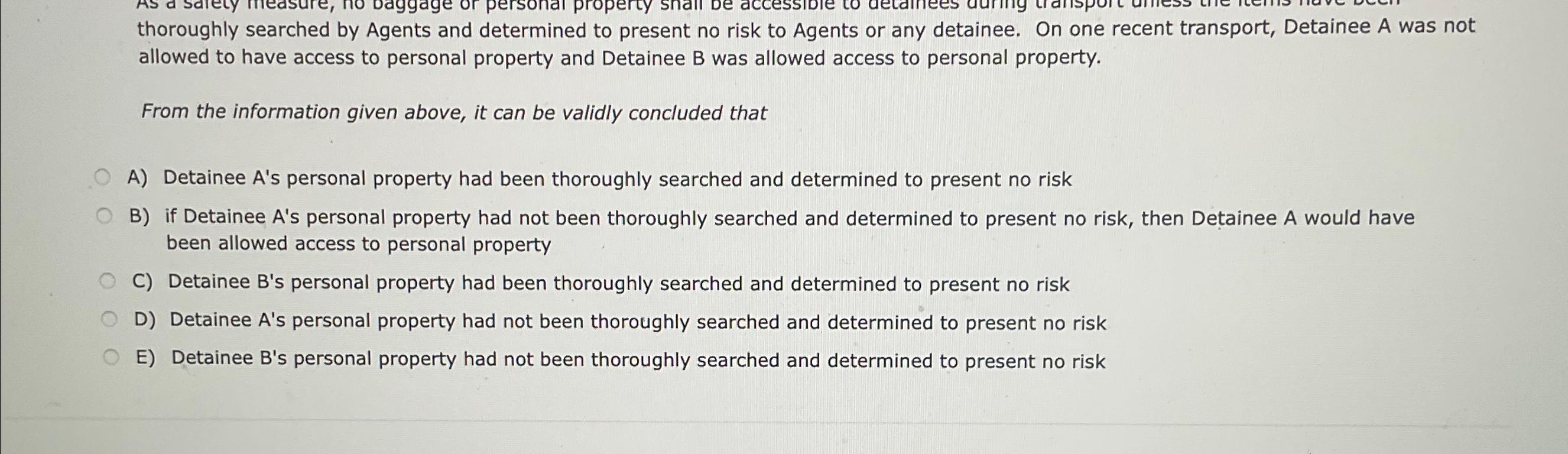 Solved thoroughly searched by Agents and determined to | Chegg.com