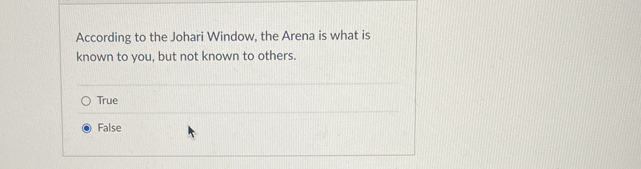 Solved According to the Johari Window, the Arena is what is | Chegg.com