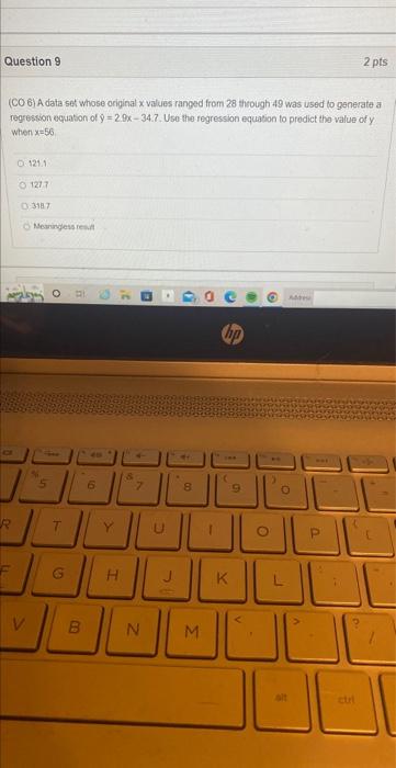 Solved (C0 6) A data set whose original x values ranged from | Chegg.com