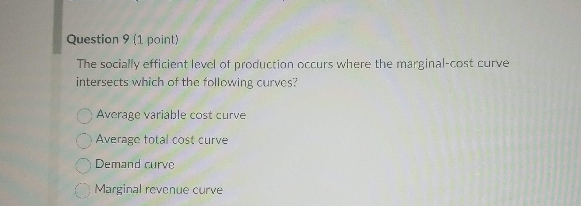 Solved Question 9 (1 ﻿point)The socially efficient level of | Chegg.com