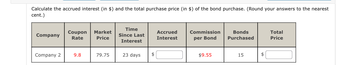 Solved Calculate the accrued interest (in $ ) ﻿and the total | Chegg.com
