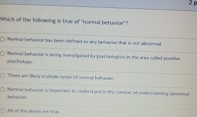 Solved Which of the following is true of "normal | Chegg.com