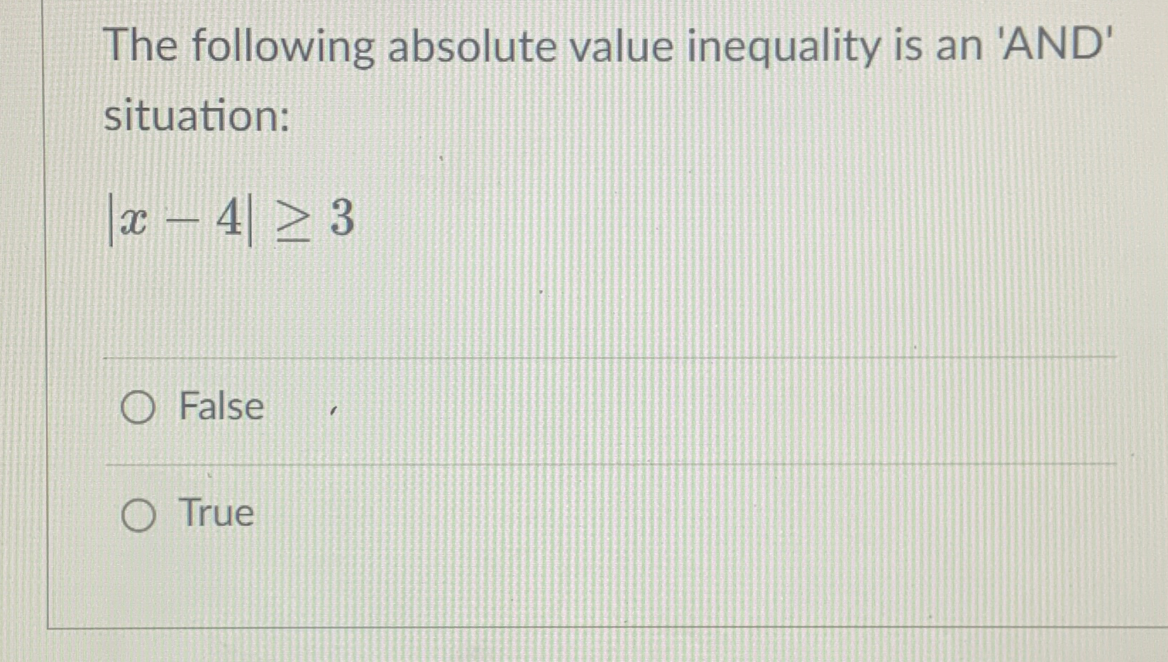 Solved The following absolute value inequality is an 'AND' | Chegg.com