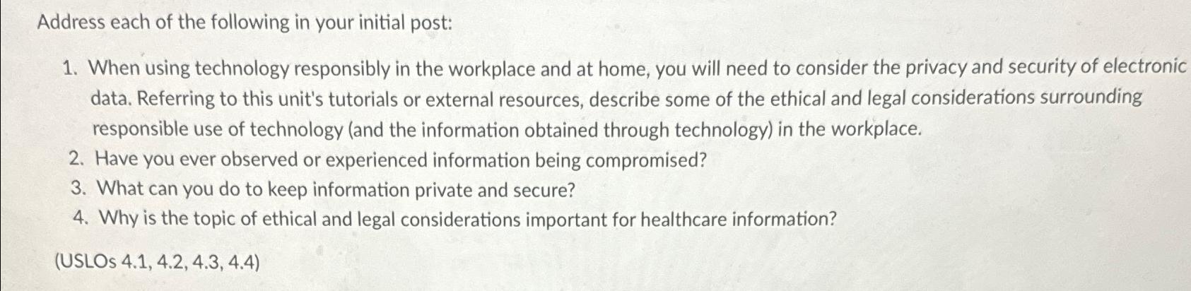 Solved Address each of the following in your initial | Chegg.com