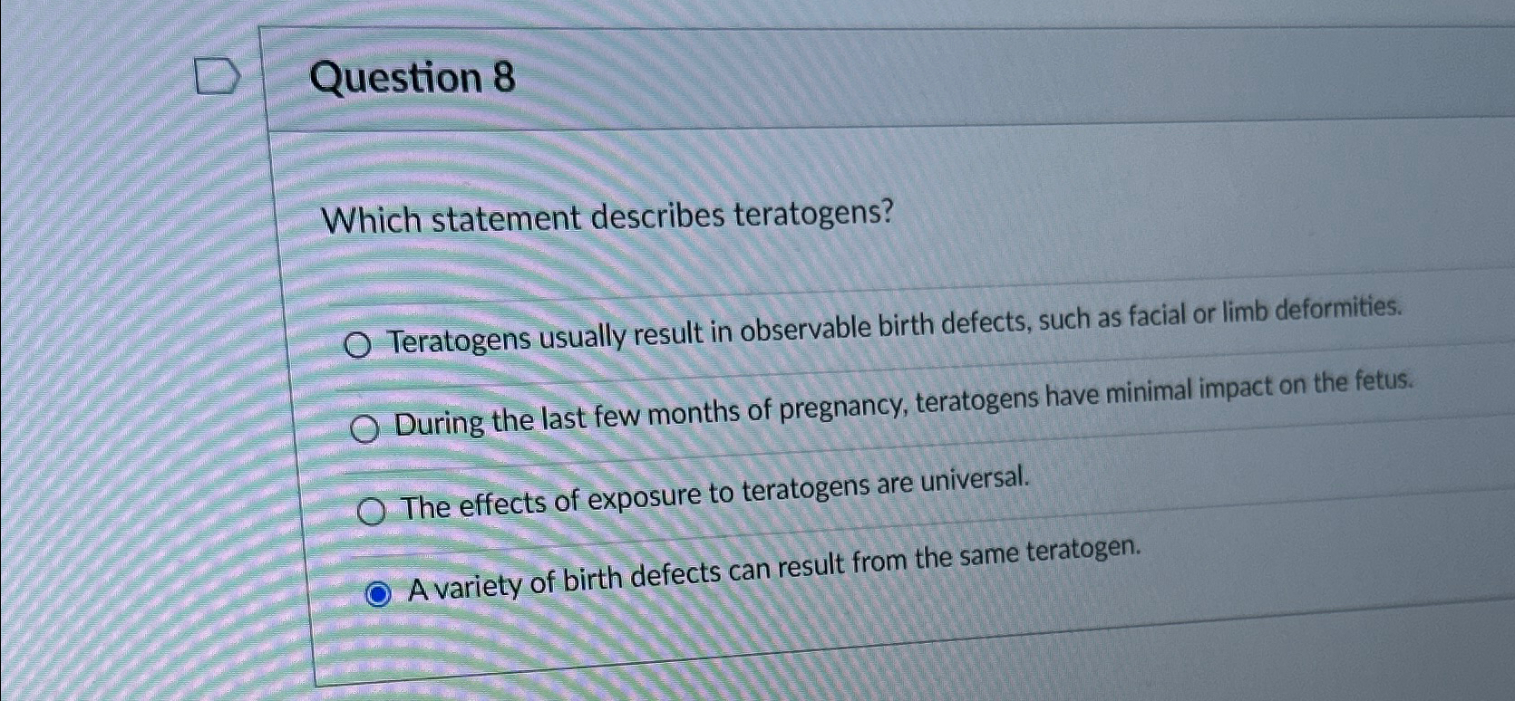 Solved Question 8Which statement describes | Chegg.com