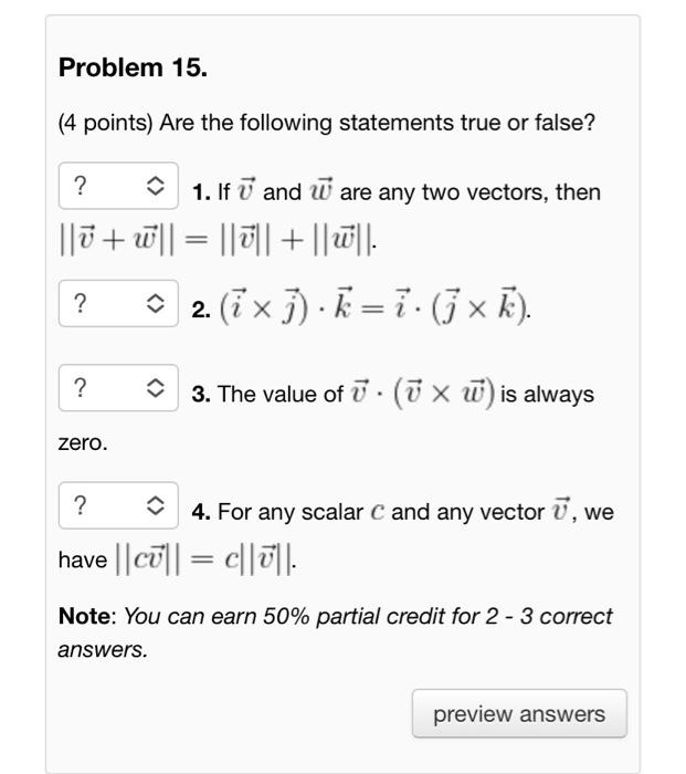 Solved Problem 15. (4 points) Are the following statements | Chegg.com