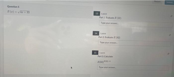 Solved Question 5 E(x)=4x+33 | Chegg.com